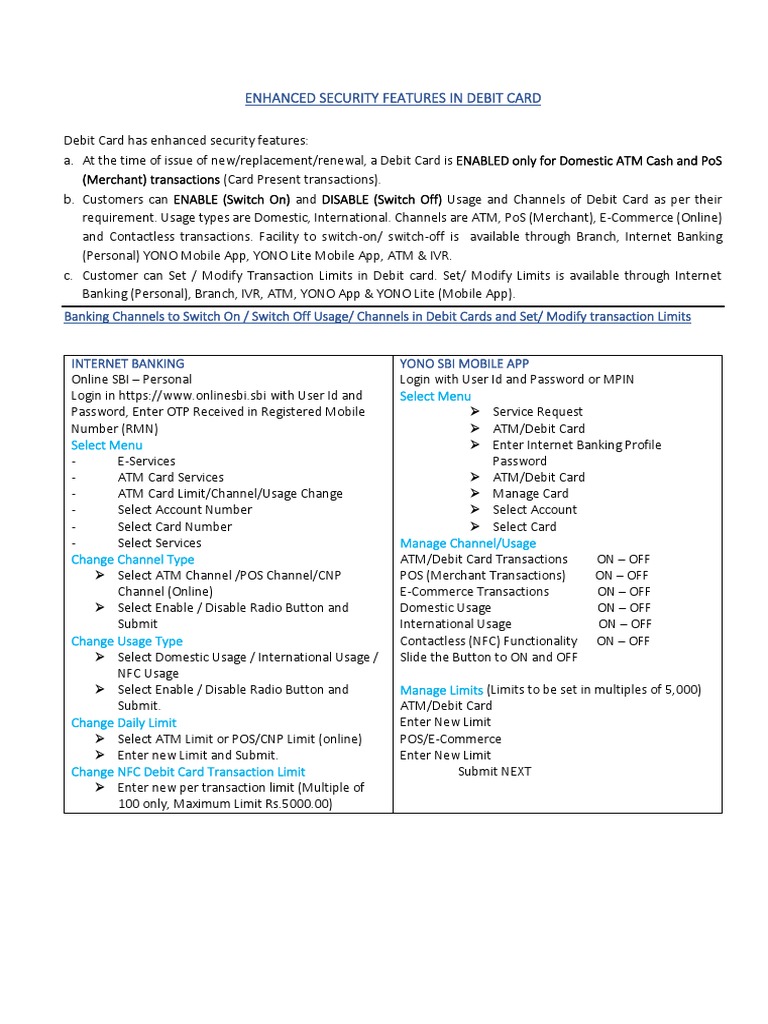 Debit Card Security & Control Guide | PDF | Debit Card | Automated ...