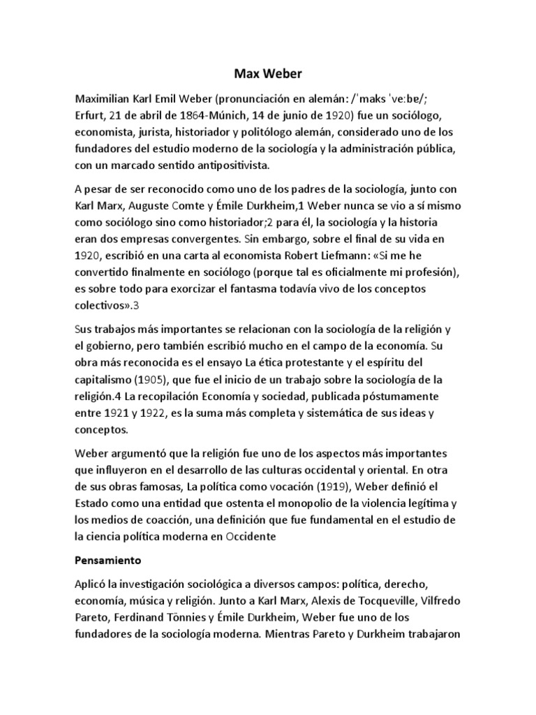Max Weber | PDF | Max Weber | Sociología