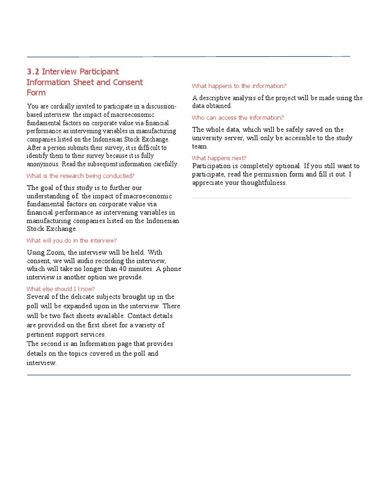 3.2 Interview Participants Information Sheet and Consent Form | PDF ...