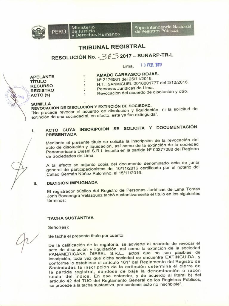 305 2017 Sunarp TR L | PDF | Sociedad de responsabilidad limitada ...