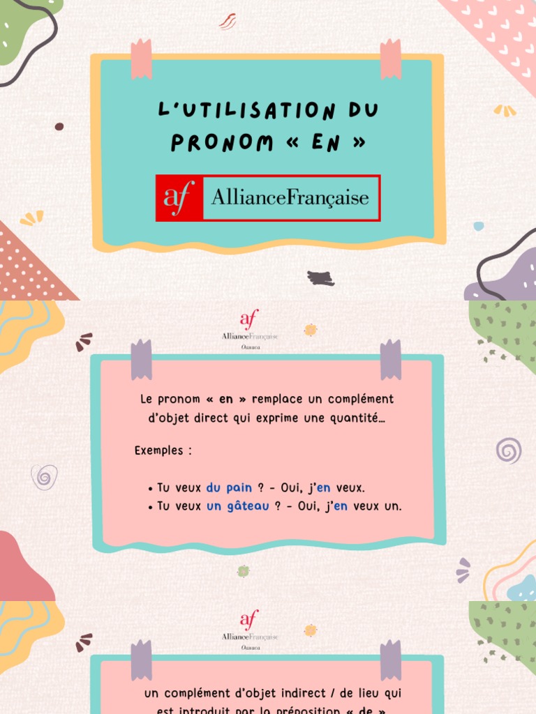 Utilisation du pronom « en » en français | PDF