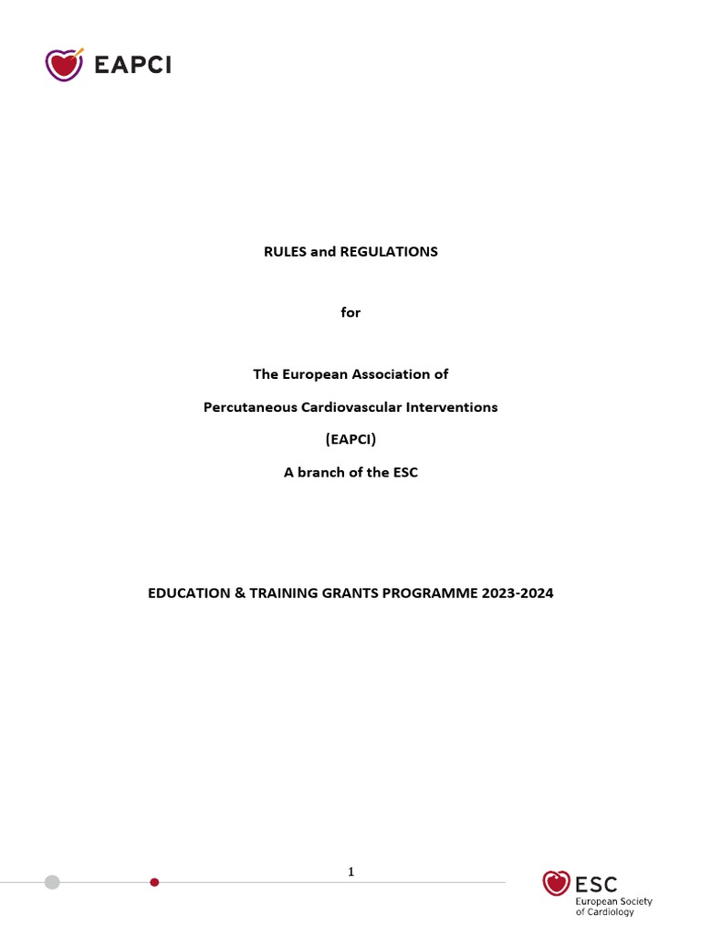 EAPCI Fellowship Grants 2023 - Rules and Regulations - FINAL PDF ...