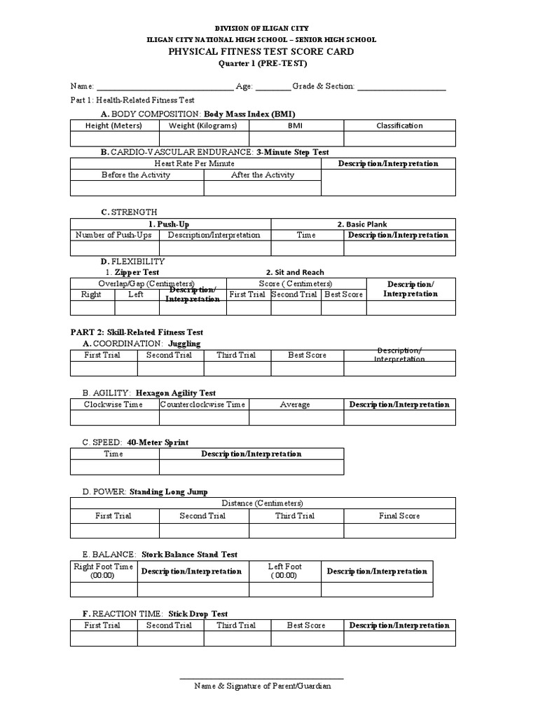 Score Card | PDF | Physical Exercise