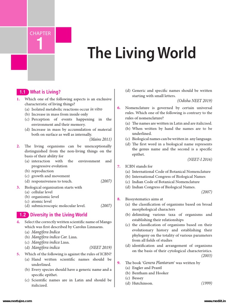 11 Chapter 1 | PDF | Taxonomy (Biology) | Genus