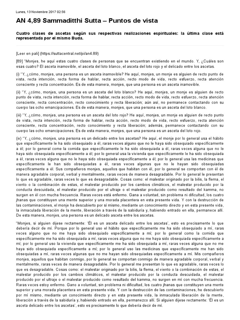 Cuatro Clases de Ascetas en el Budismo | PDF | Ascetismo | Mente
