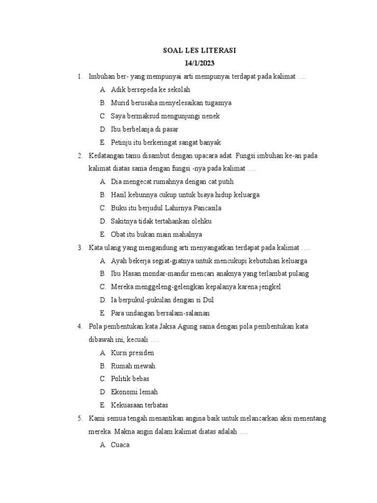 Soal Les Literasi | PDF