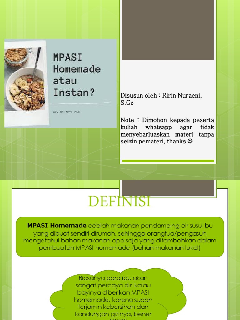 Materi Kulwap 2 Mpasi Homemade Atau Instan PDF | PDF | Kesehatan ...
