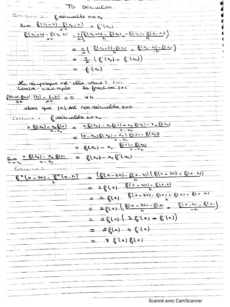 TD Dérivation | PDF