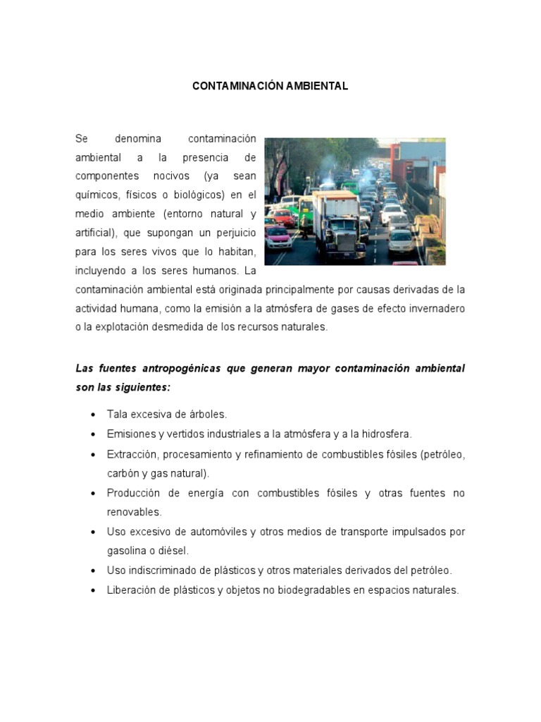 Contaminacion Ambiental | PDF | Contaminación | La contaminación del agua