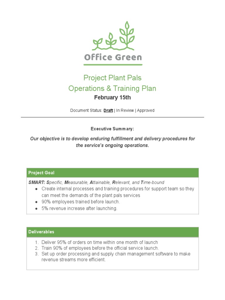 Plant Pals Operations Training Plan | PDF | Business