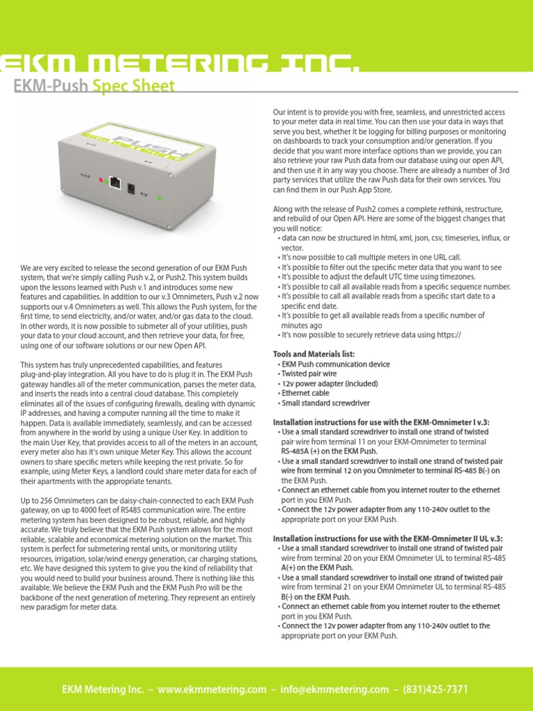 EKM Push Spec Sheet | PDF | Cloud Computing | Computing