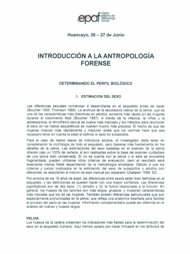 Epaf Introducción A La Antropología Forense | PDF