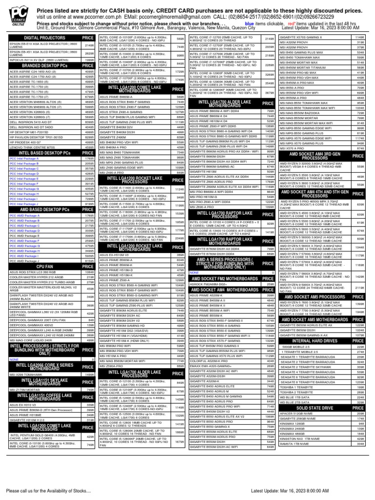 Pricelist Lettersize PDF | PDF | Intel | Multi Core Processor
