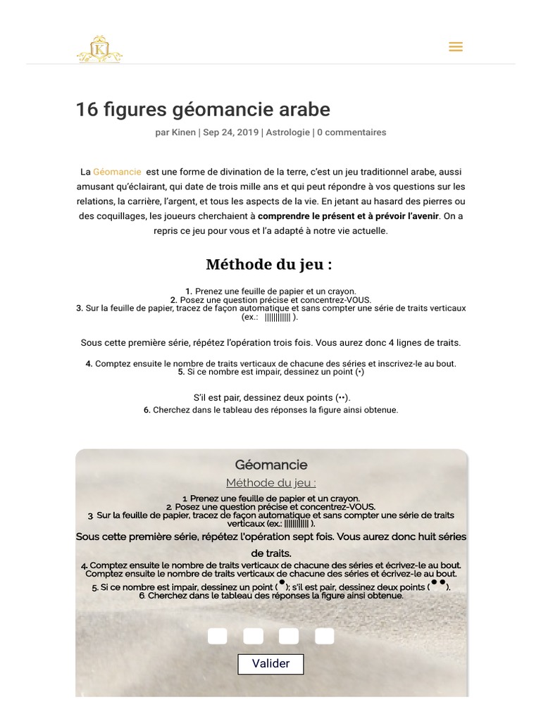 16 Figures Géomancie Arabe - Kinen Voyant Medium - 1594554859179 | PDF ...