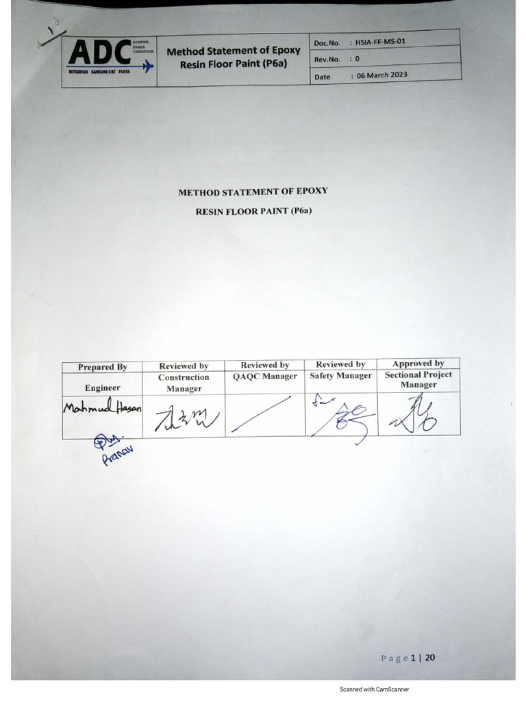 Method Statement of Epoxy PDF | PDF
