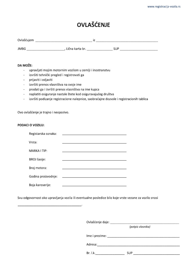 ovlascenje za kola.pdf | PDF