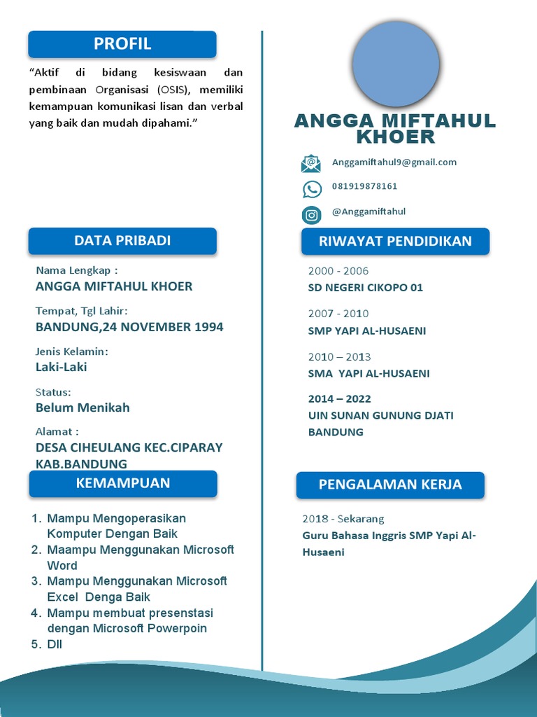 Profil Angga Miftahul: Guru & Pakar OSIS | PDF | Karier & Perkembangan