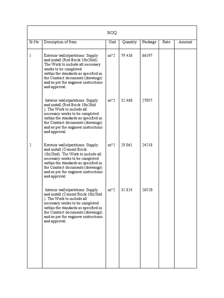 BOQ Format.docx | PDF