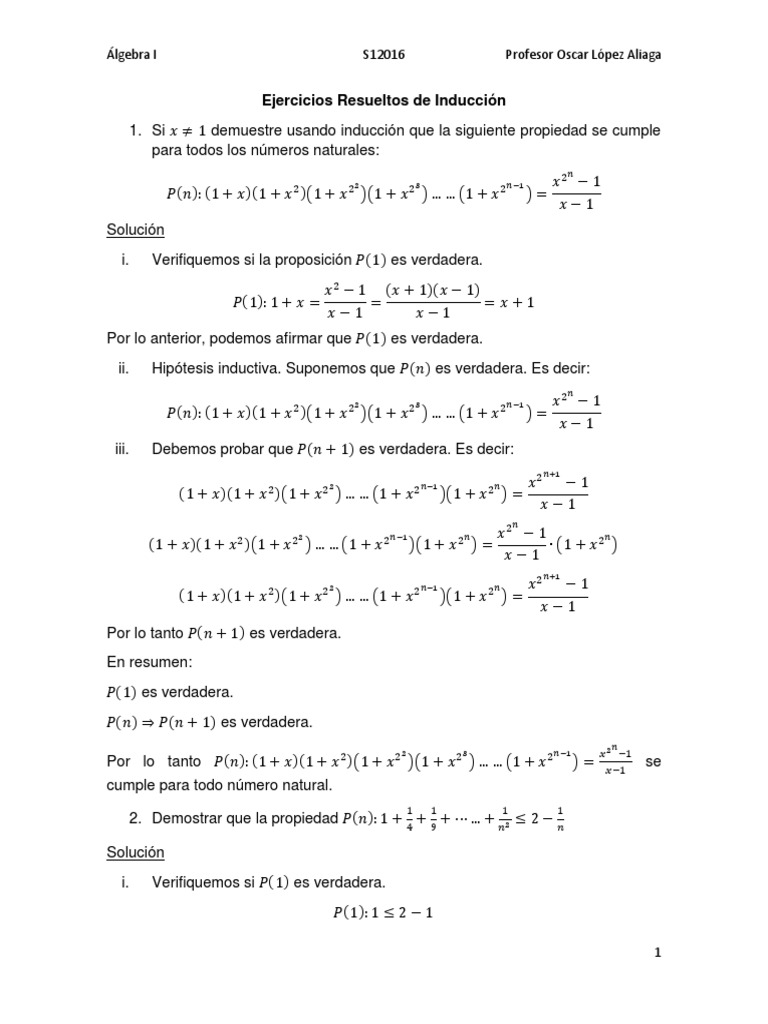 Ejercicios Resueltos de Inducci N | PDF | Prueba matemática | Razonamiento inductivo