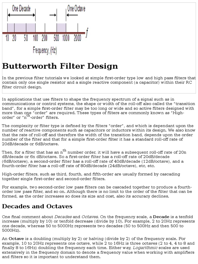 Butterworth Filter Design With A Low Pass Butterworth | PDF ...