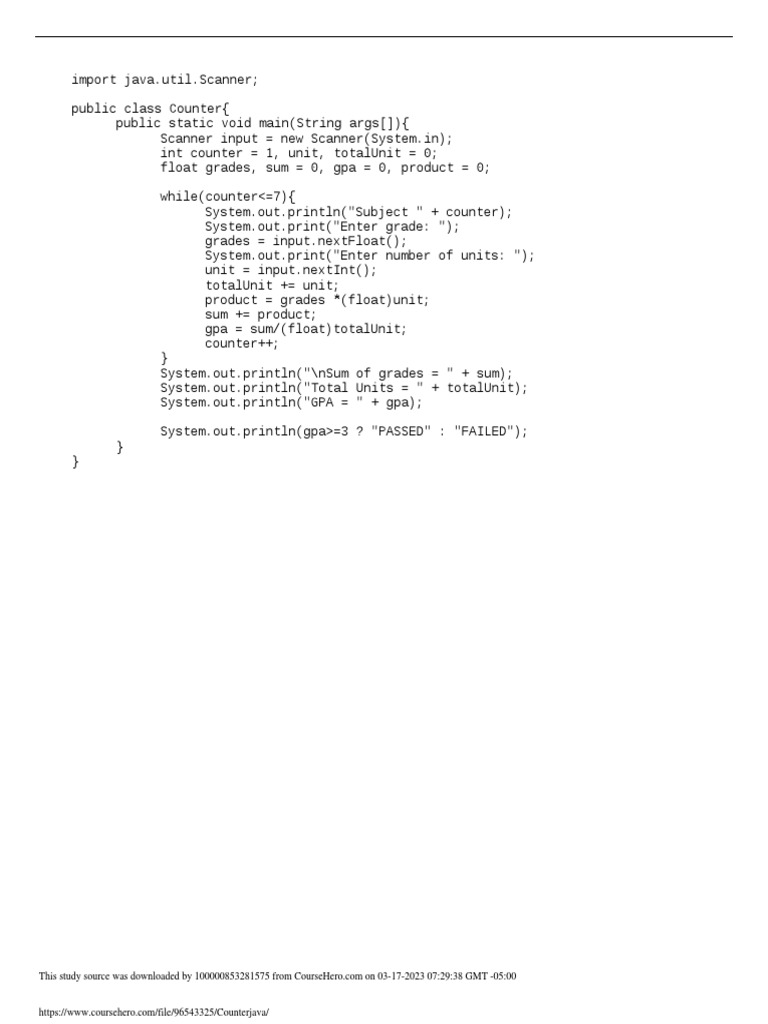 Counter Java Pdf 