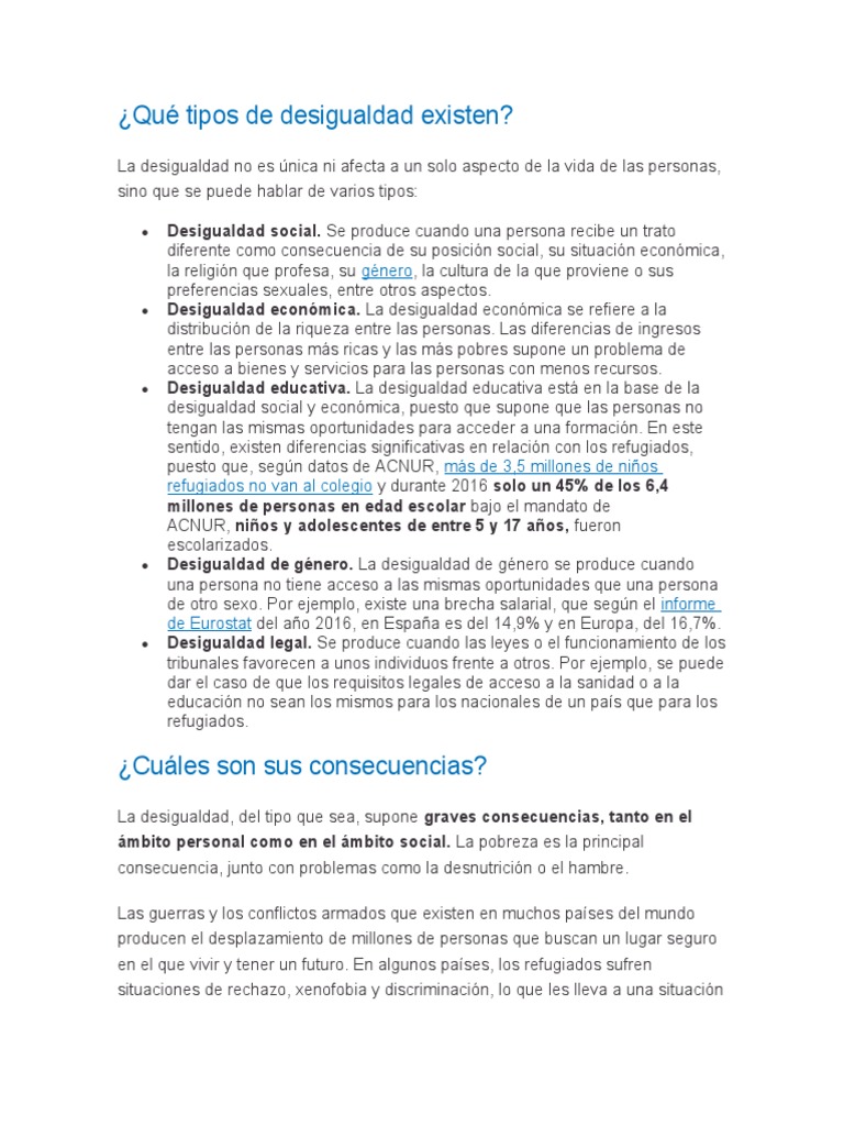Qué Tipos de Desigualdad Existen | PDF | Desigualdad social | Discriminación y relaciones raciales