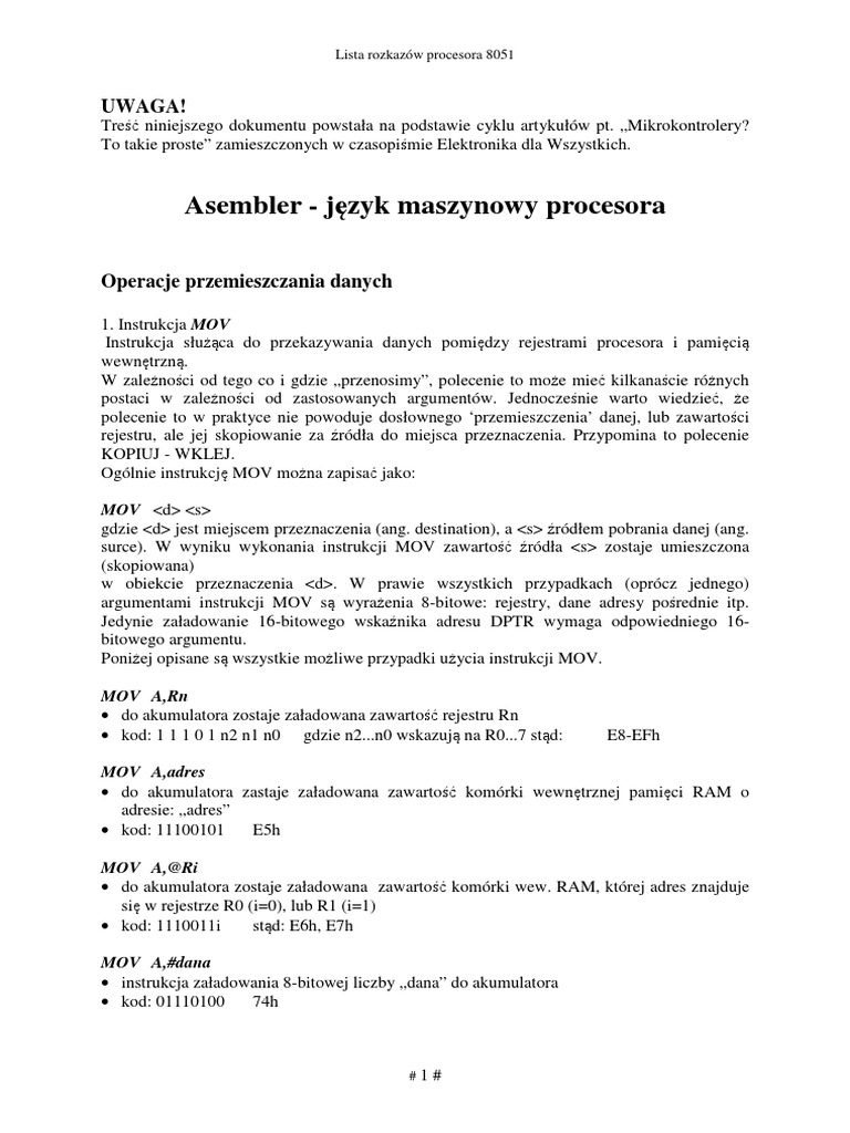 Asembler 8051 | PDF