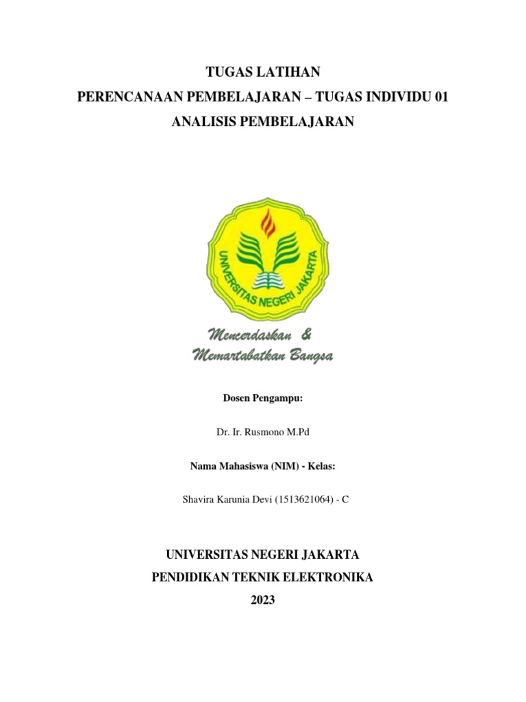 C - 1513621064 - Shavira Karunia Devi - Tugas Individu 1 - Perencanaan Pembelajaran | PDF