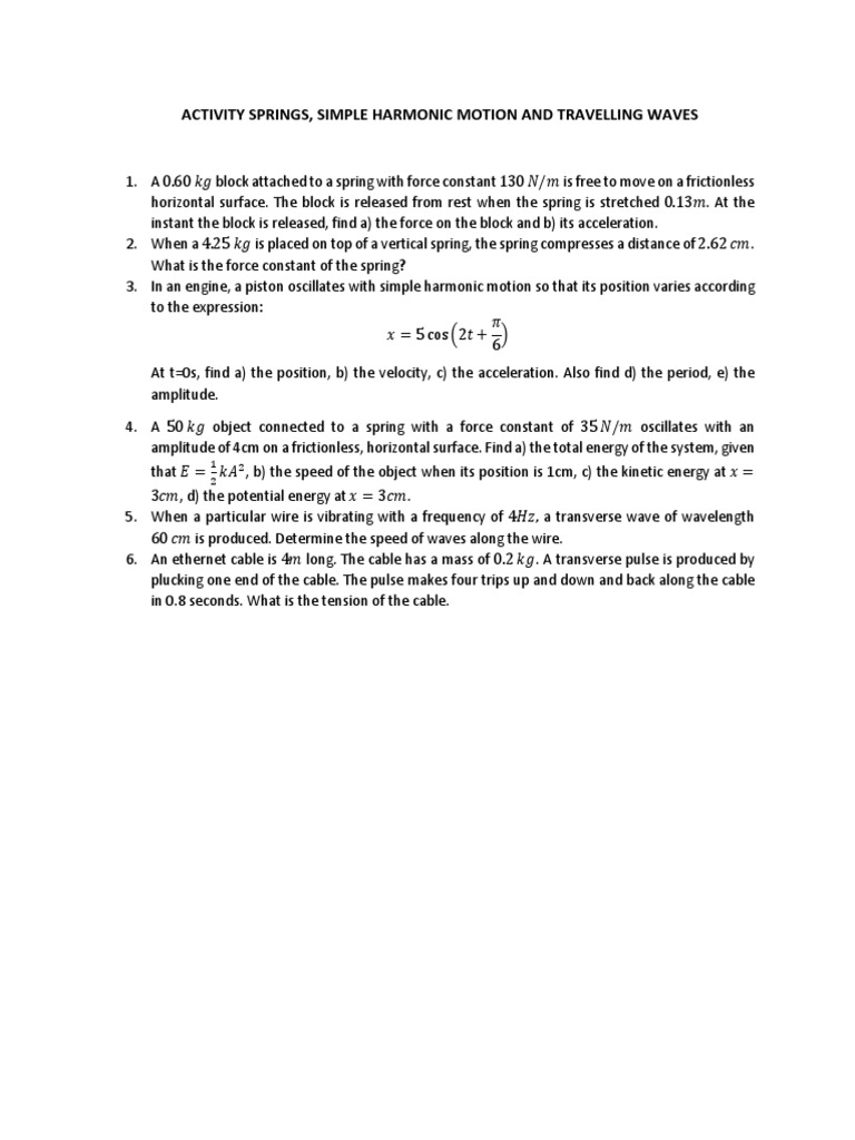 Activity Springs SHM Travelling | PDF