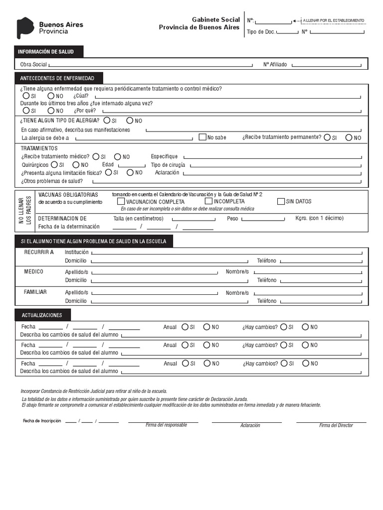 Ficha de Salud | PDF | Medicina CLINICA | Especialidades Medicas