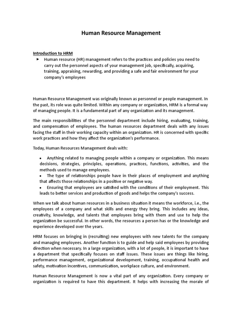 Human Resource Management | PDF | Human Resource Management | Human ...