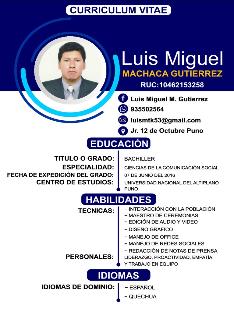 CV Luis Miguel | PDF | Crecimiento personal y profesional