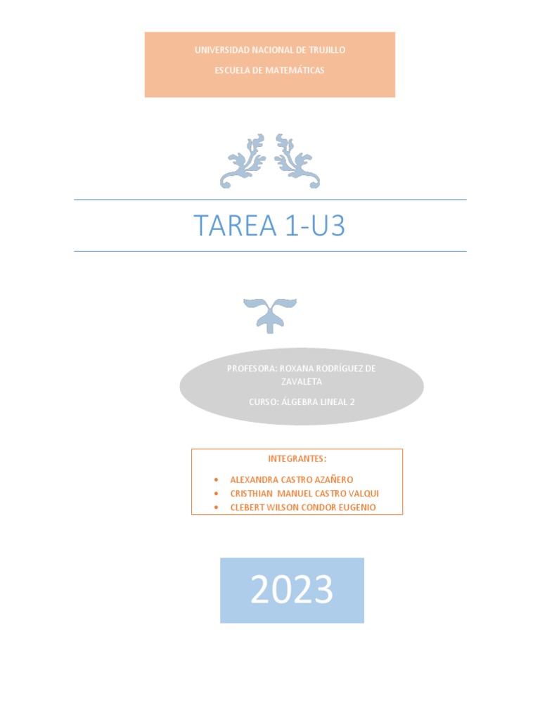 Tarea 1-U3 PDF | PDF | Álgebra | Geometría