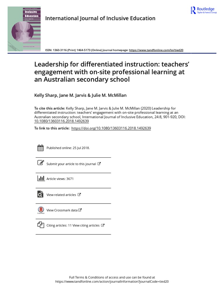 Leadership For Differentiated Instruction Teachers Engagement With On ...