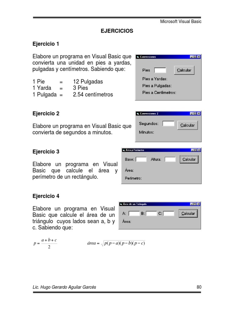 Ejercicios de Visual Basic | PDF | Básico Ejercicios de Visual Basic | PDF | Básico
