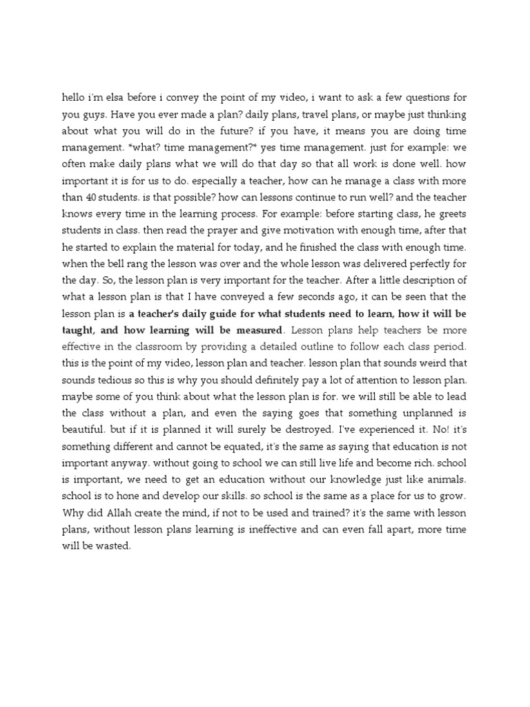 Lesson Plan Elsa | PDF | Lesson Plan | Lesson