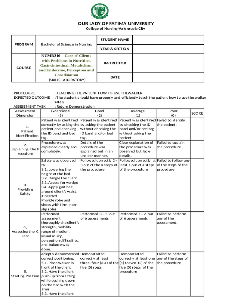 Teaching a Patient How to Safely Use a Walker: A Skills Laboratory ...