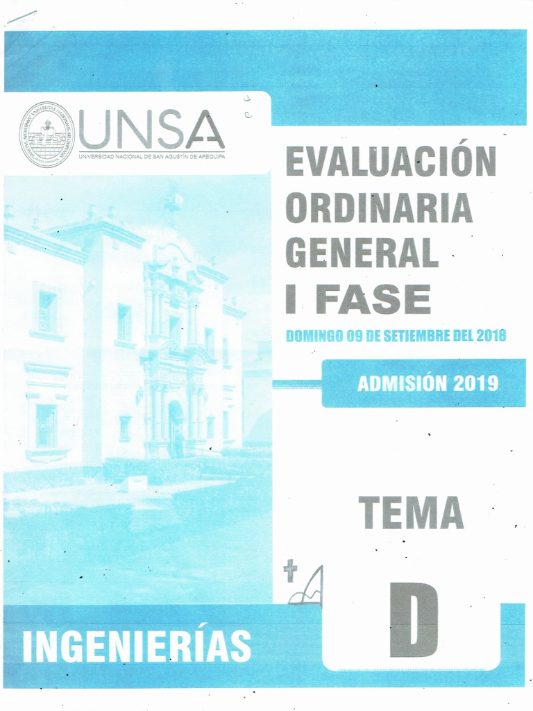 Examen Ordinario Ingenierias Unsa 2019 | PDF