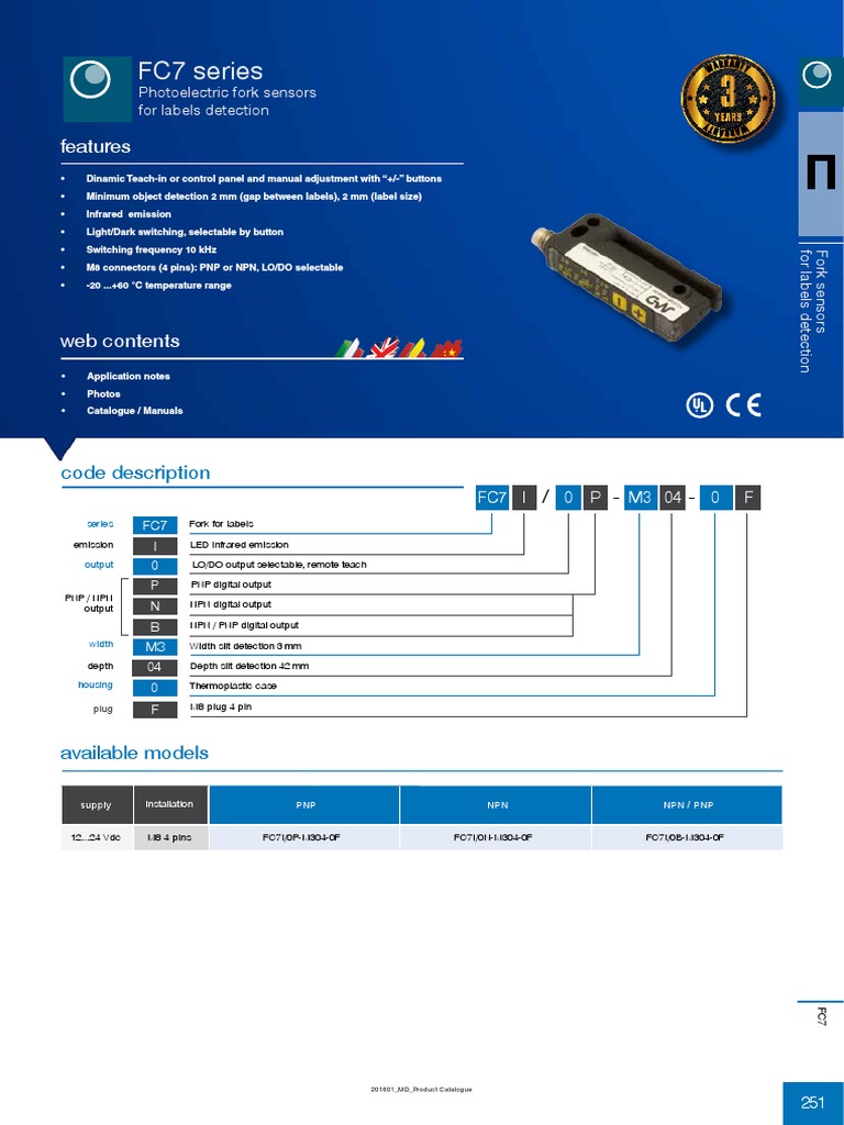 FC7 Photoelectric Fork Sensors for Labels | PDF | Bipolar Junction ...