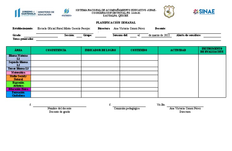 Planificación Semanal Educativa | PDF