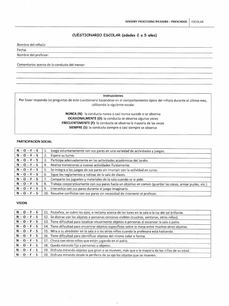 SPM Pre-Escolar, Escolar | PDF