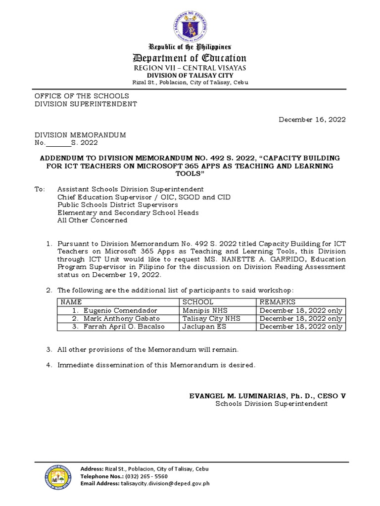 MEMO ADDENDUM NO. 492 | PDF