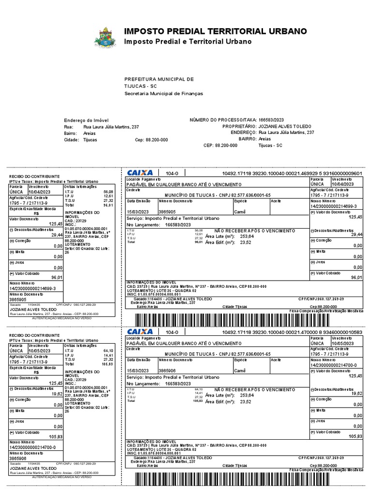 Imposto Predial e Territorial Urbano | PDF | Bancos | Mercado (economia)