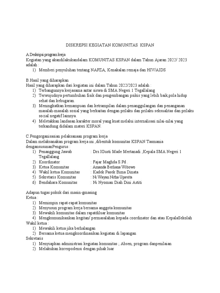 Ekstra Kurikuler Kspan 2022 | PDF