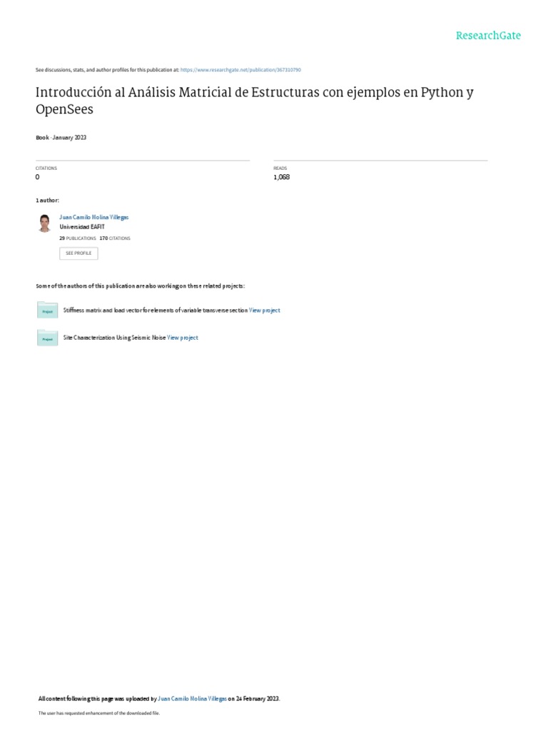 Introducción Al Análisis Matricial de Estructuras Con Ejemplos en Python Y Opensees | PDF ...
