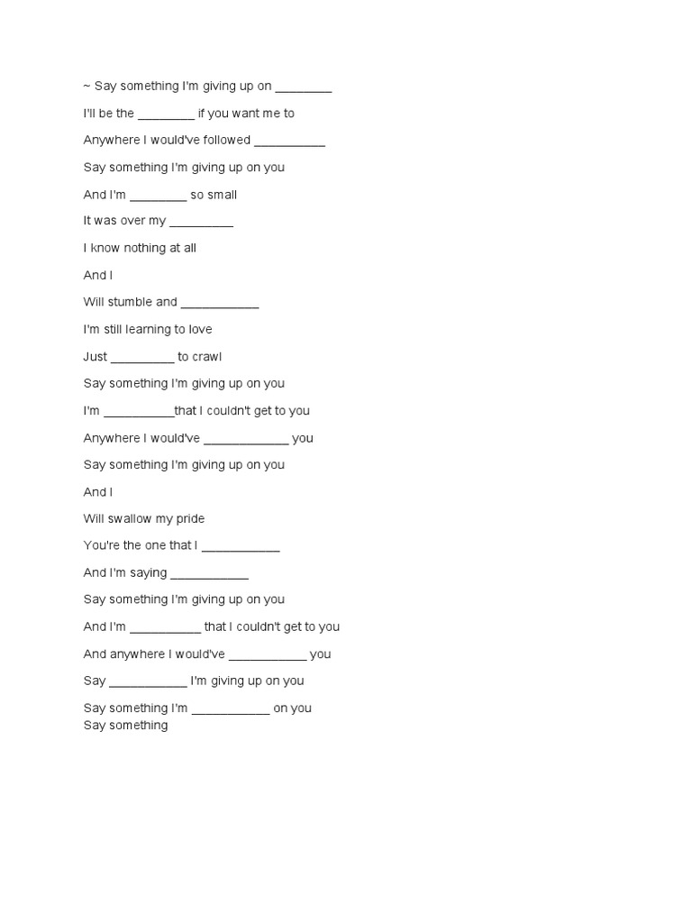 Say Something PDF | PDF