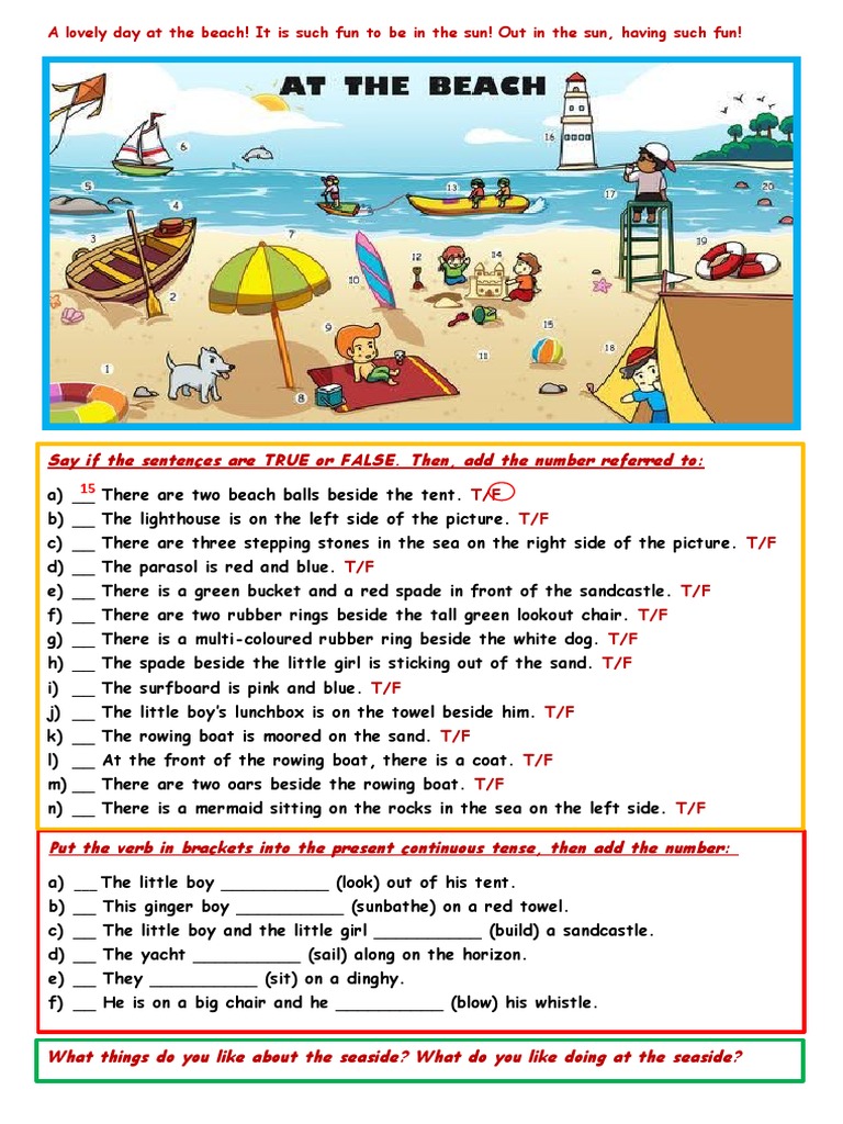 Picture Description at The Beach Picture Description Exercises - 128107 ...