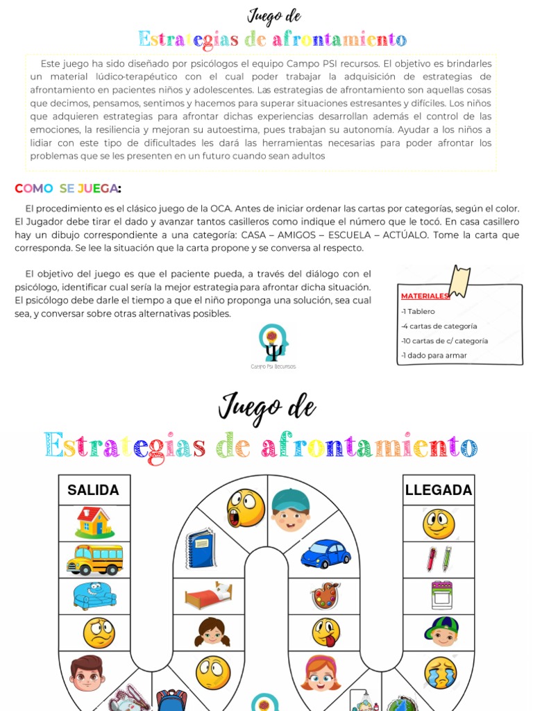 Juego Estrategias de Afrontamiento | PDF