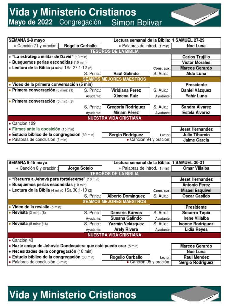 Programa Mayo Reunión 2022 | PDF | Biblia