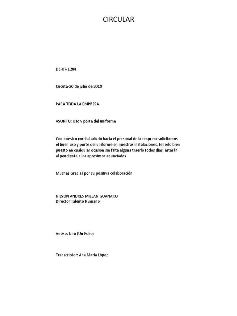 Carta Circular | PDF